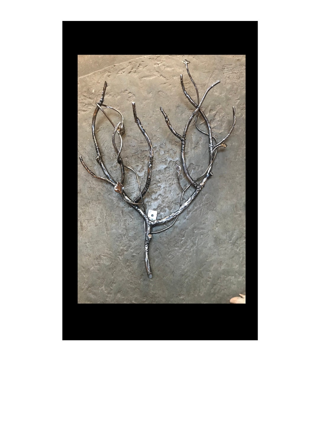 Forged Iron Forest Branch Hanger With Leaves, Coat Rack, Wall Hanger ...
