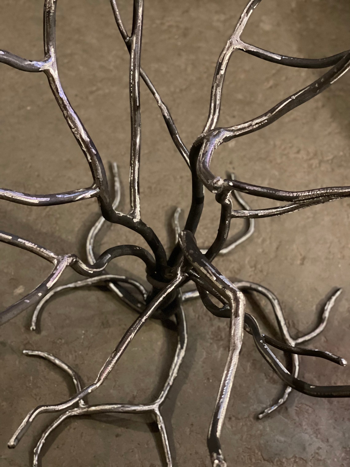 Forged Iron Forest Branch Dining Table Base, Rustic Organic Tree ...