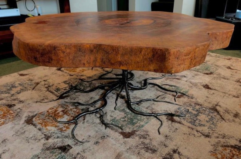 Forged Iron Wandering Tree Root Base, Rustic Coffee Table Base, Modern ...