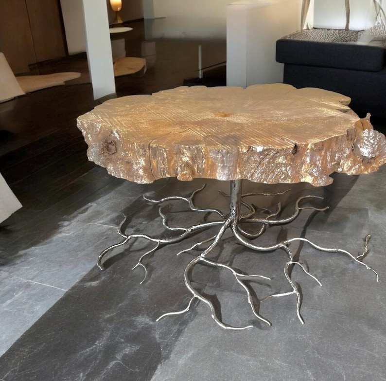 Forged Iron Wandering Tree Root Base, Rustic Coffee Table Base, Modern ...