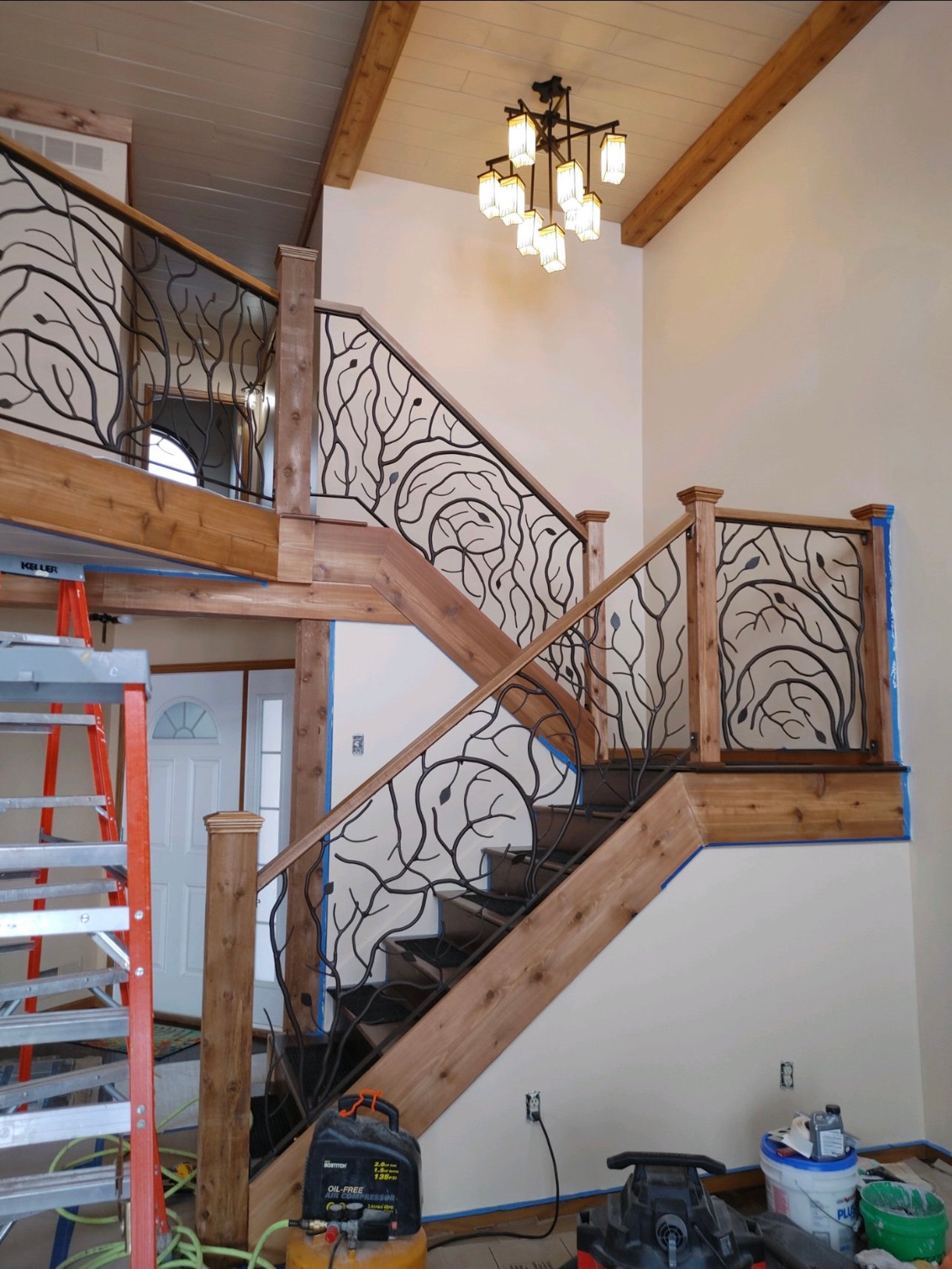 Forged Iron Elegant Branch and Leaves Stair Railings, Custom Stair ...