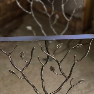 Forged Iron Forest Trees With Leaves Table Trestles, Modern Rustic ...