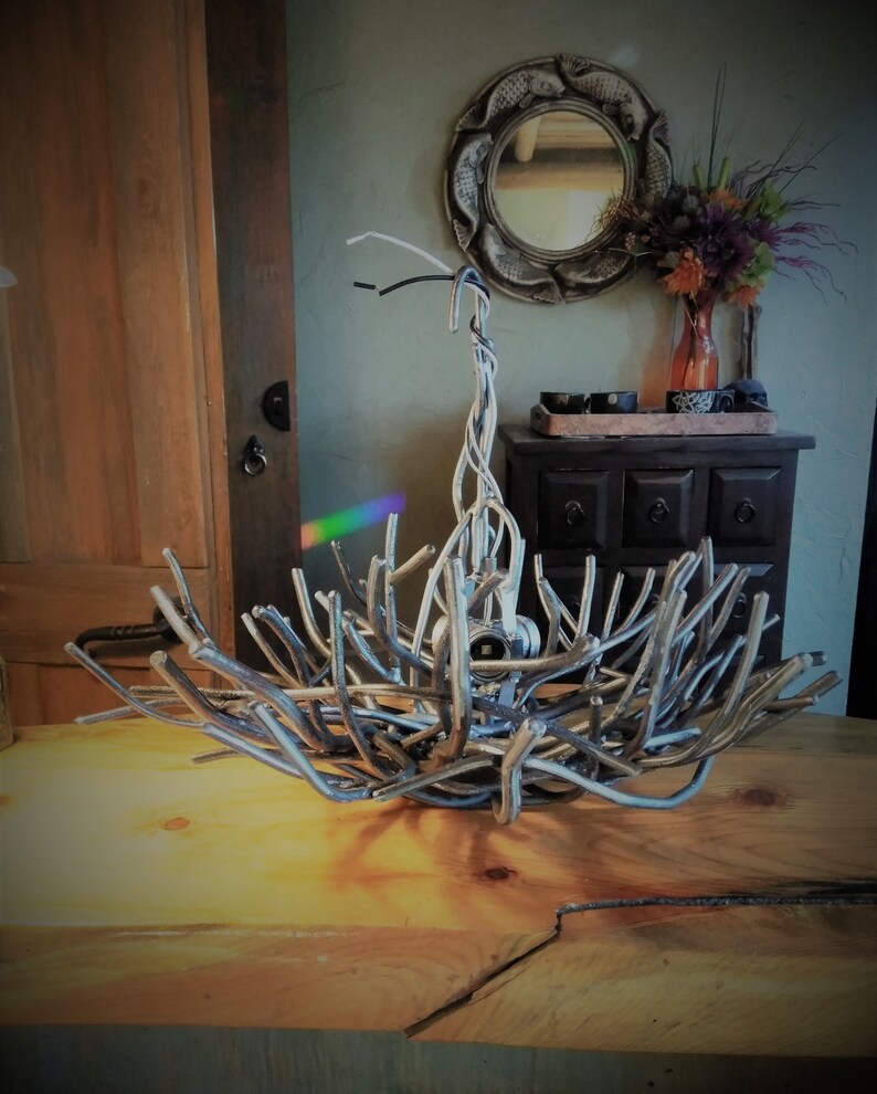 Forged Steel Bird Nest Light, Natural Organic Forest Chandelier, Rustic ...