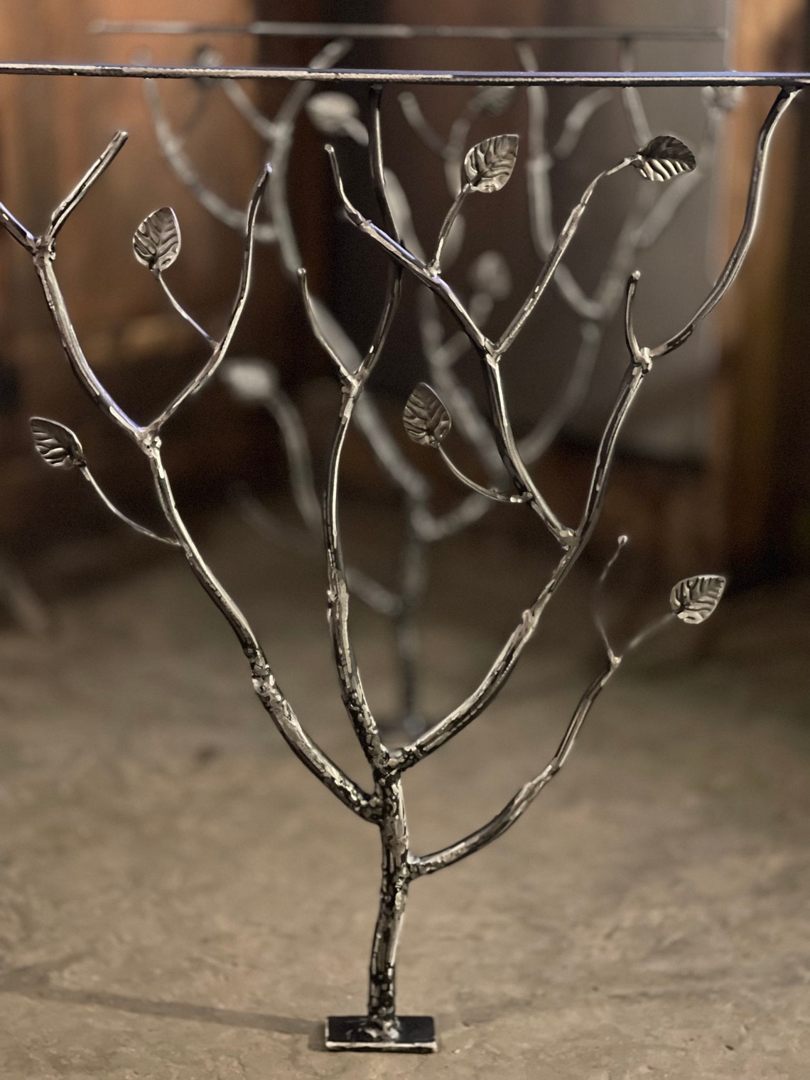 Forged Iron Forest Trees With Leaves Table Trestles Modern - Etsy