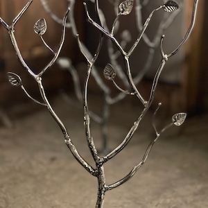 Forged Iron Forest Trees With Leaves Table Trestles, Modern Rustic ...