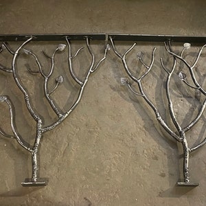 Forged Iron Forest Trees With Leaves Table Trestles, Modern Rustic ...