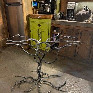 Forged Iron Crooked Tree Branch Table, Accent Table Base, Metal Console ...