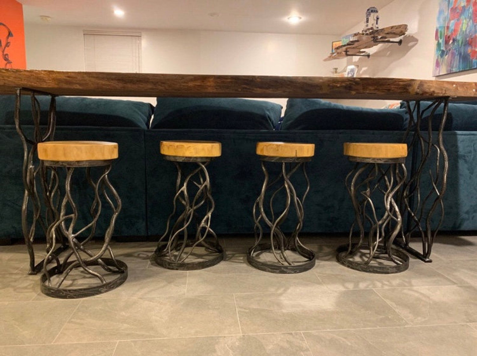 Iron Forged Dining Branch Table Trestle Bases, Metal Table Base, Rustic ...