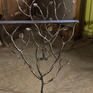Forged Iron Forest Trees With Leaves Table Trestles, Modern Rustic ...