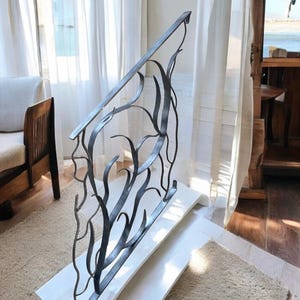 Forged Iron Seaweed Coral Ocean Stair Railing, Coastal Design Railing ...