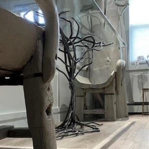 Forged Iron Forest Tree Branch Small Table Base, Rustic Modern Metal ...