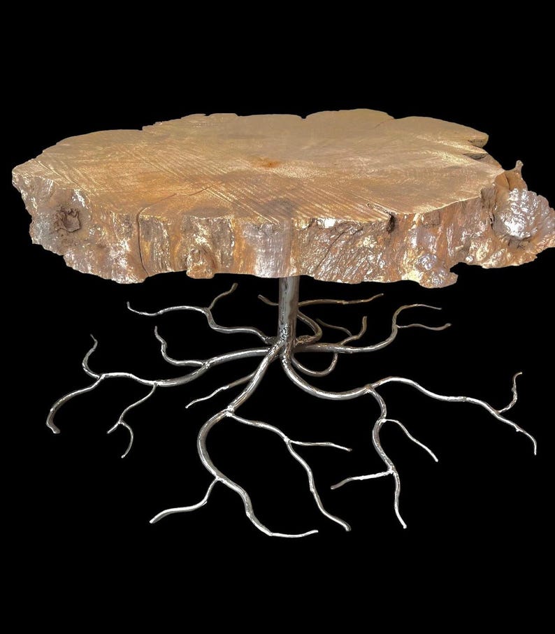 Forged Iron Wandering Tree Root Base, Rustic Coffee Table Base, Modern ...