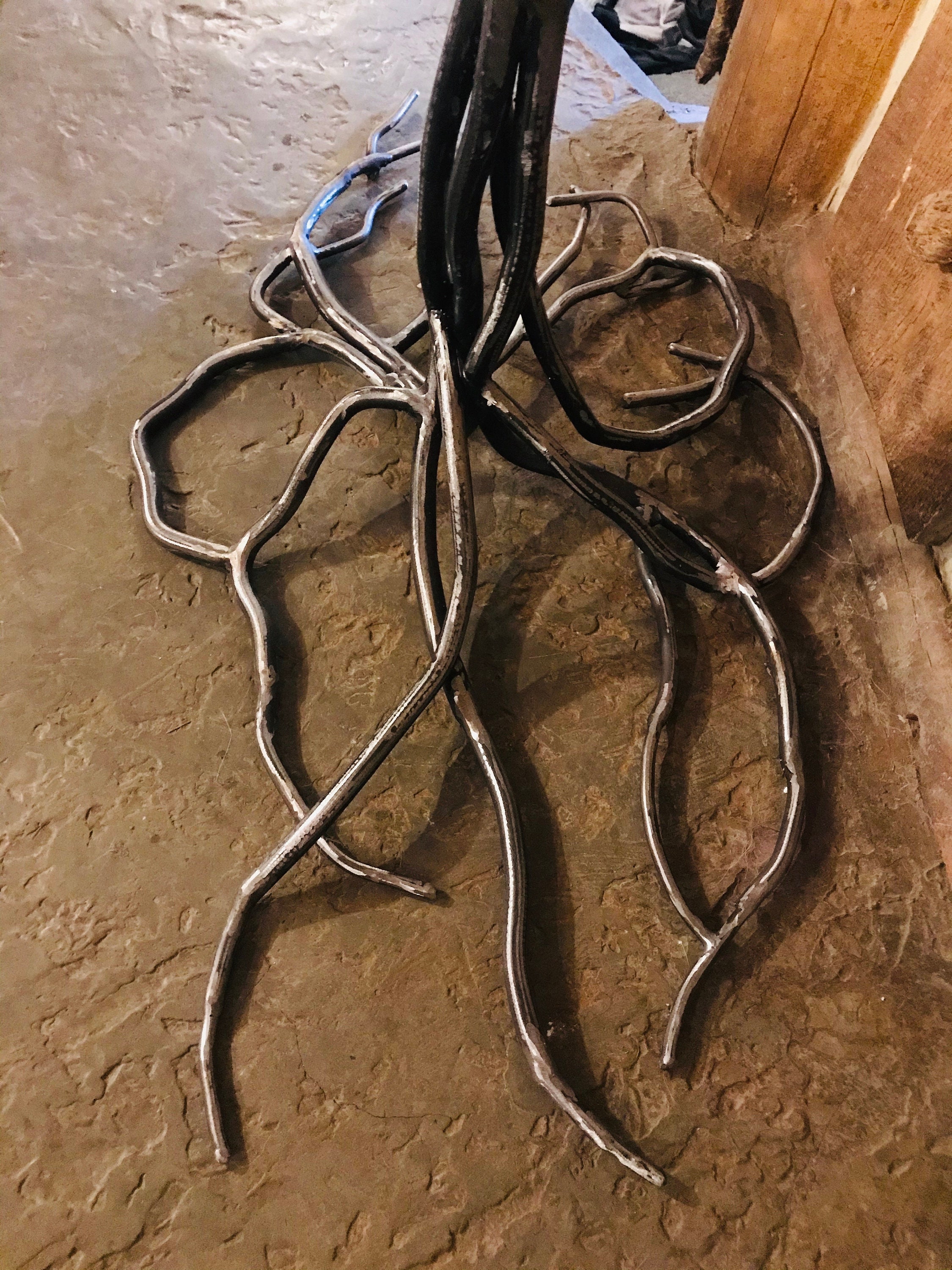 Forged Iron Forest Tree Branch Small Table Base, Rustic Modern Metal ...