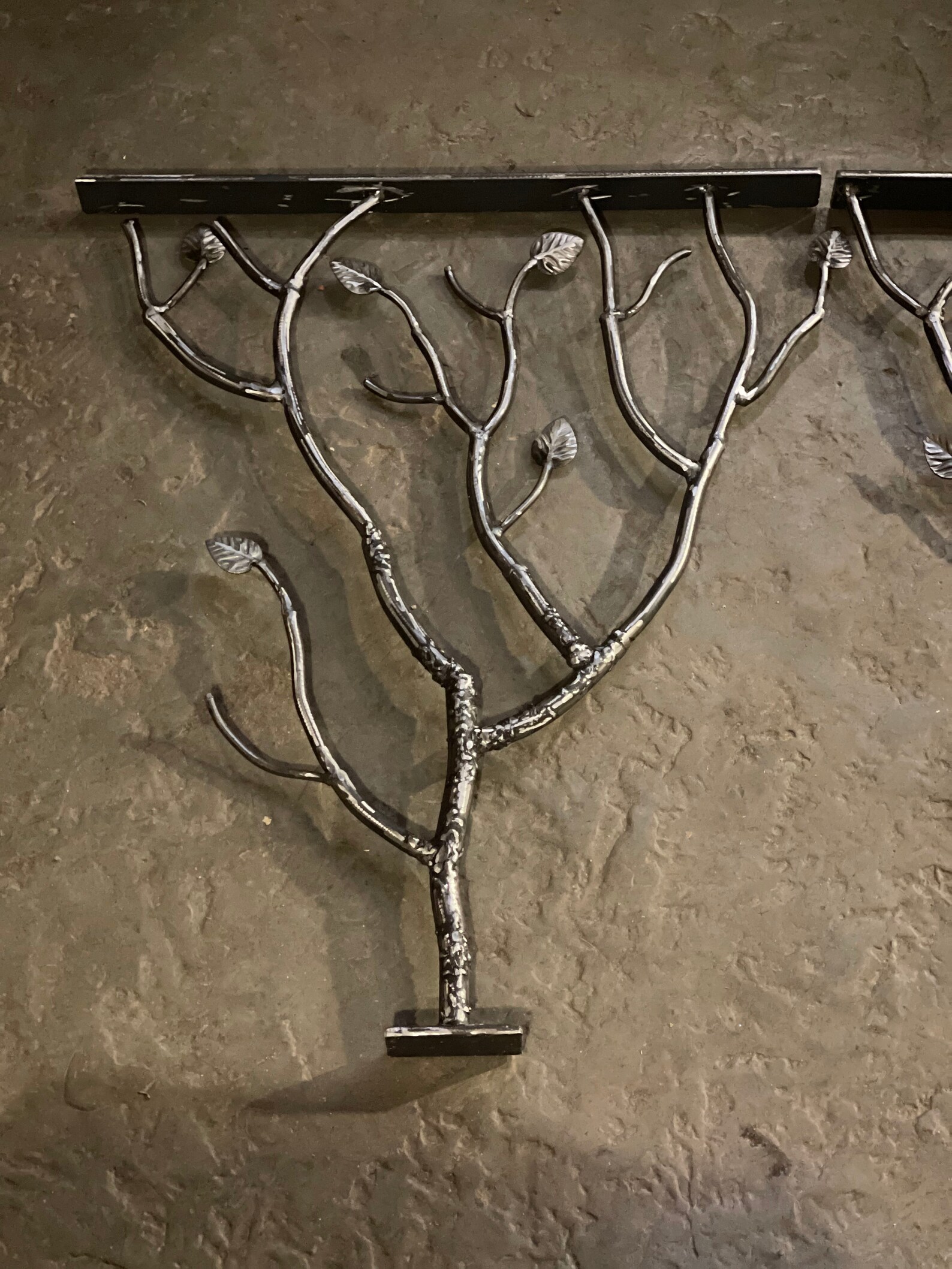 Forged Iron Forest Trees With Leaves Table Trestles, Modern Rustic ...