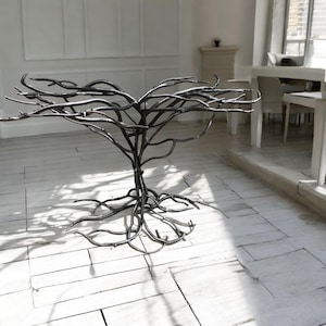 Forged Iron Forest Tree Branch Small Table Base, Rustic Modern Metal ...