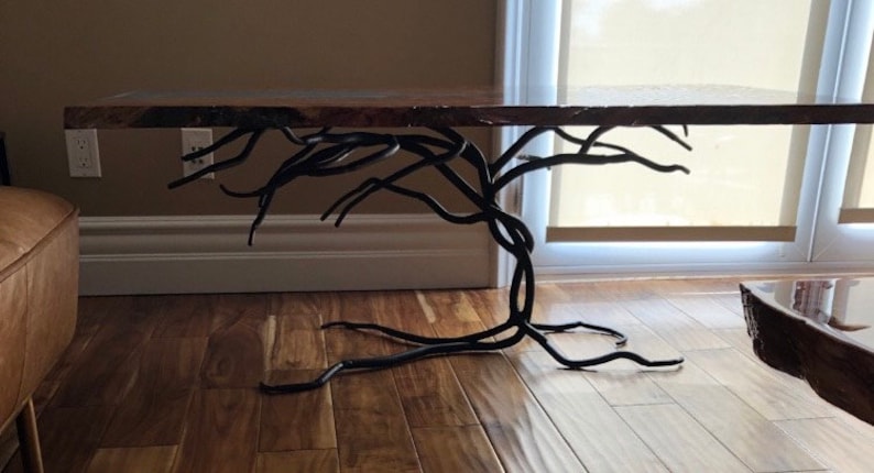 Forged Iron Twisted Leaning Tree Branch Coffee Table Base for Wooden ...