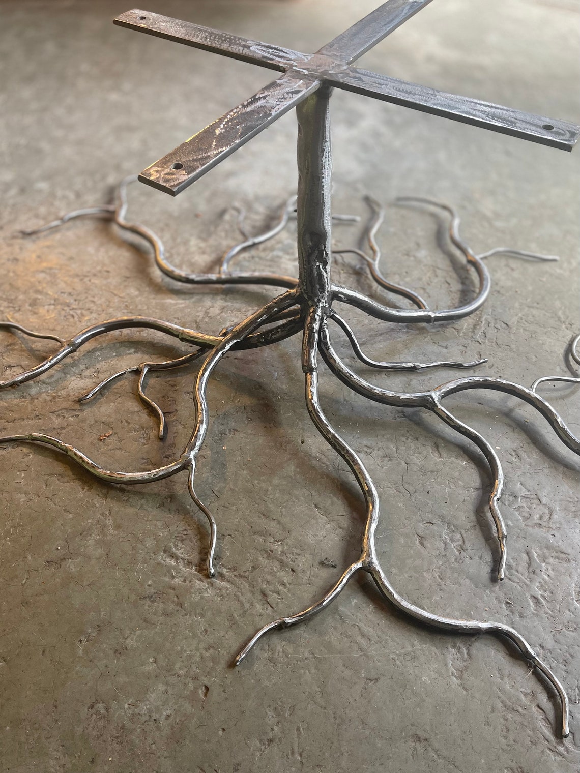 Forged Iron Wandering Tree Root Base, Rustic Coffee Table Base, Modern ...