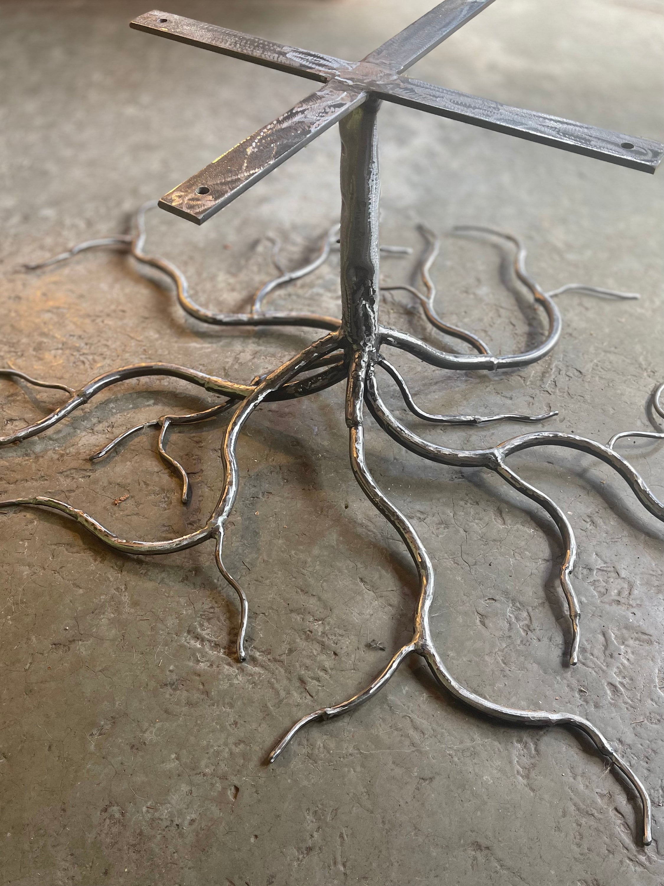 Forged Iron Wandering Tree Root Base, Rustic Coffee Table Base, Modern ...