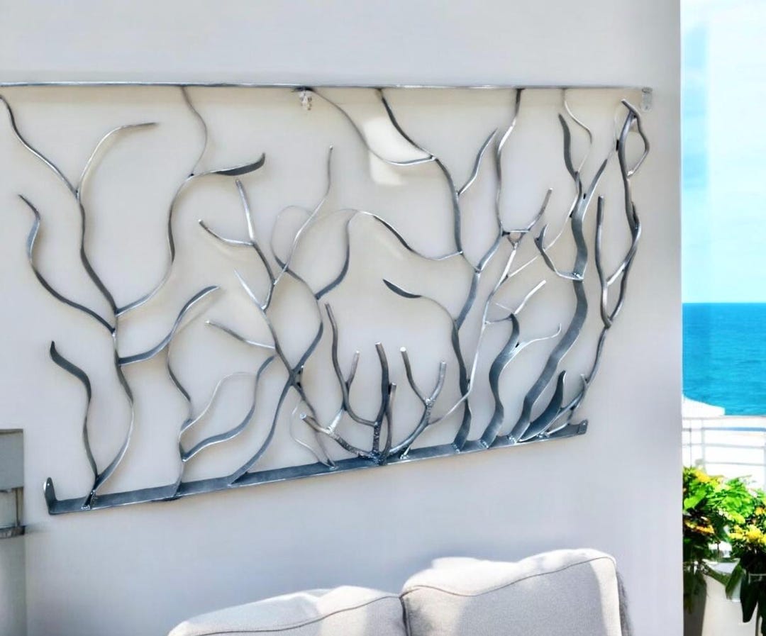 Forged Iron Seaweed Coral Ocean Stair Railing, Coastal Design Railing ...