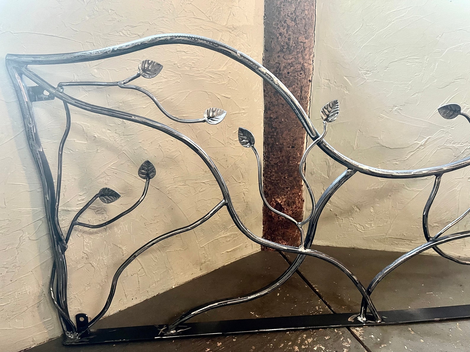 Forged Iron Branch Leaf Headboard Rustic Elegant Metal - Etsy