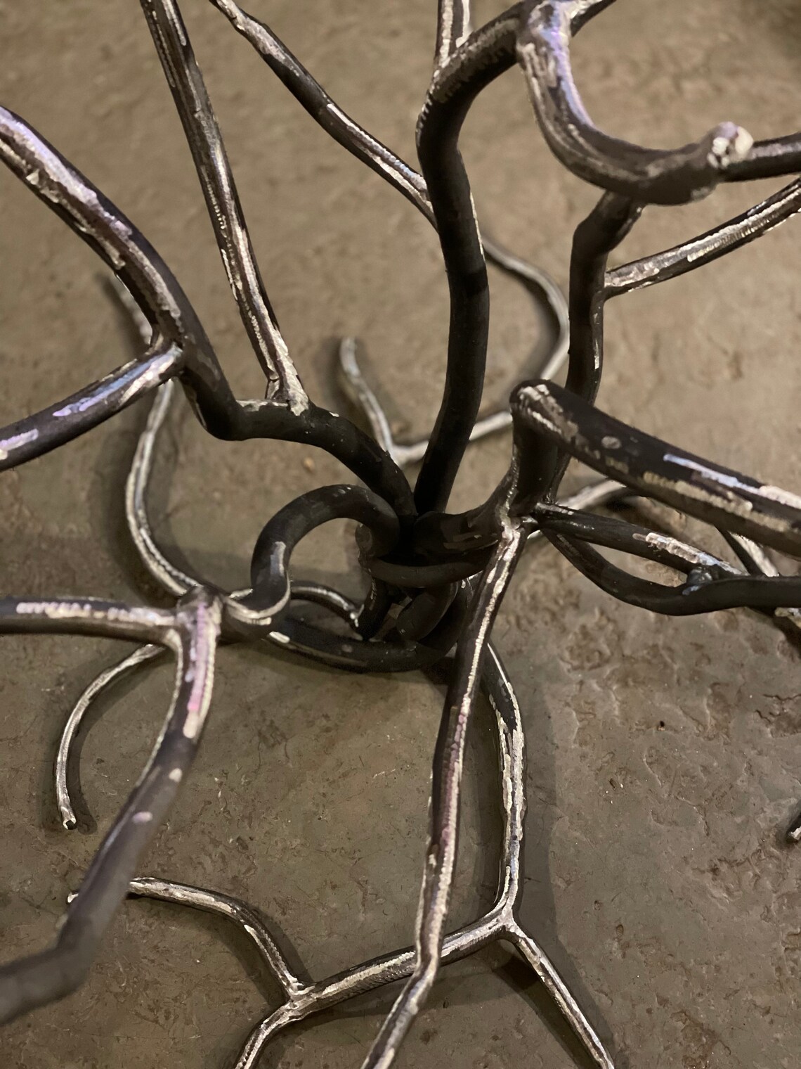 Forged Iron Forest Branch Dining Table Base, Rustic Organic Tree ...