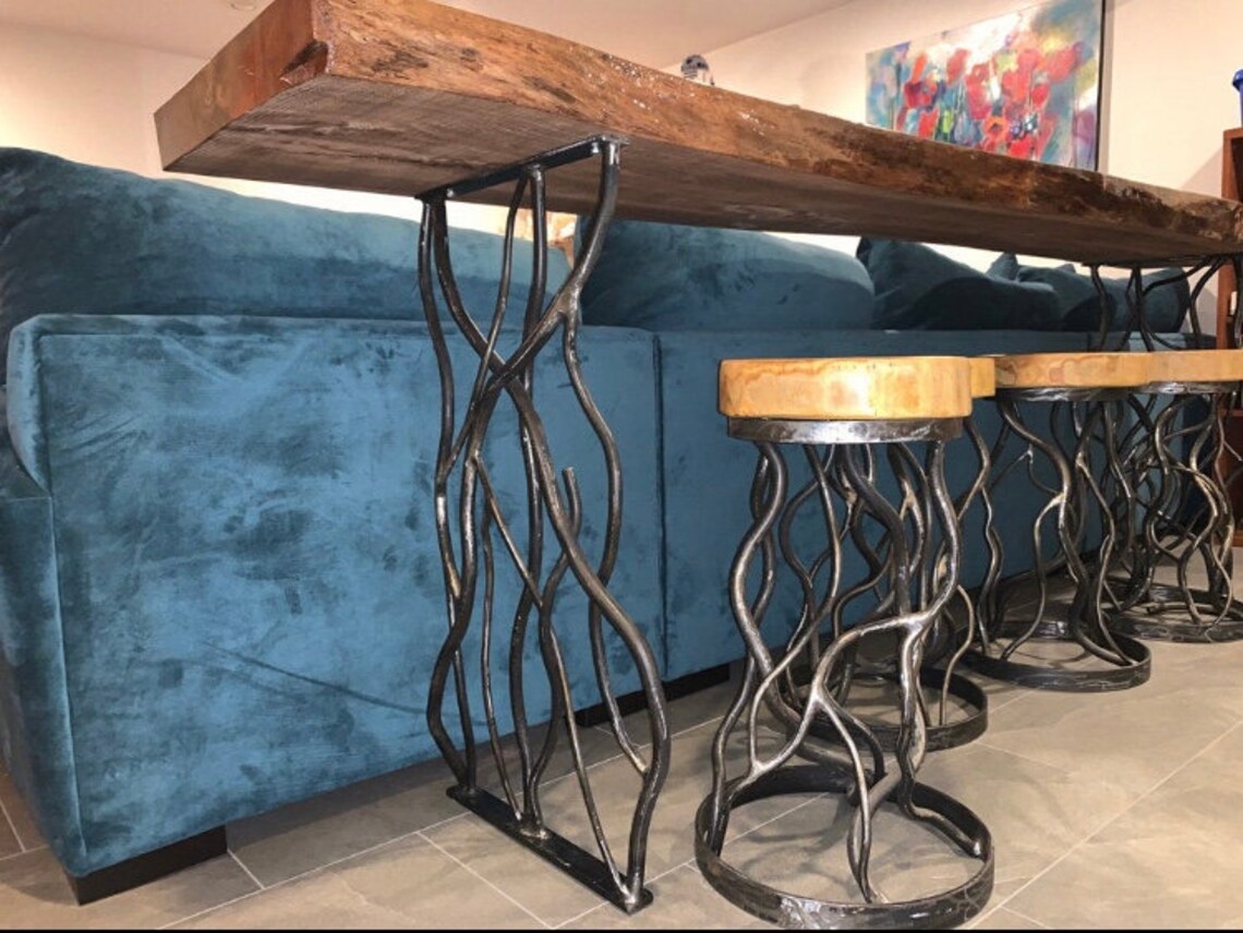 Iron Forged Dining Branch Table Trestle Bases Metal Table - Etsy