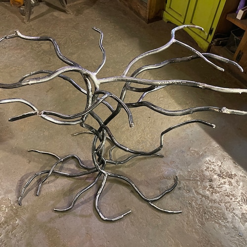 Forged Iron Twisted Leaning Tree Branch Table Base Metal - Etsy
