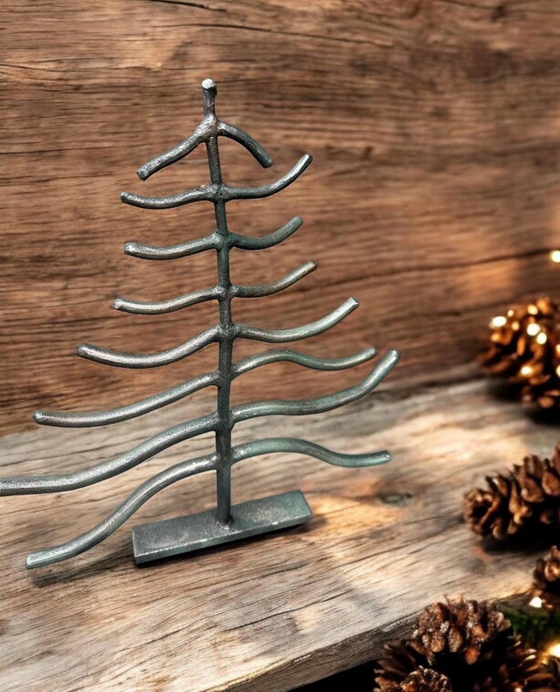 Forged Iron Tree, Metal Tree Decor, Holiday Tree, Rustic Tannenbaum ...