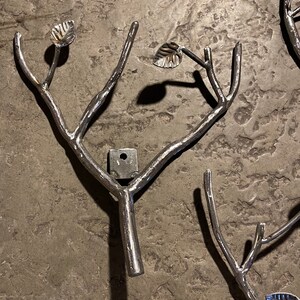 Forged Iron Forest Branch Hanger With Leaves, Coat Rack, Wall Hanger ...