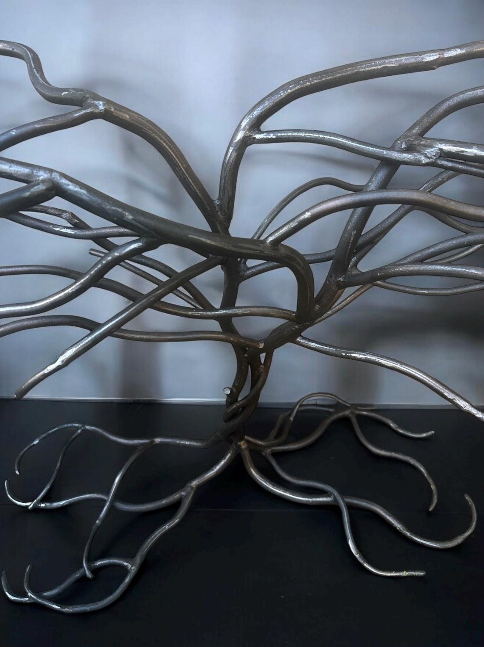 Forged Iron Forest Tree Branch Small Table Base, Rustic Modern Metal ...