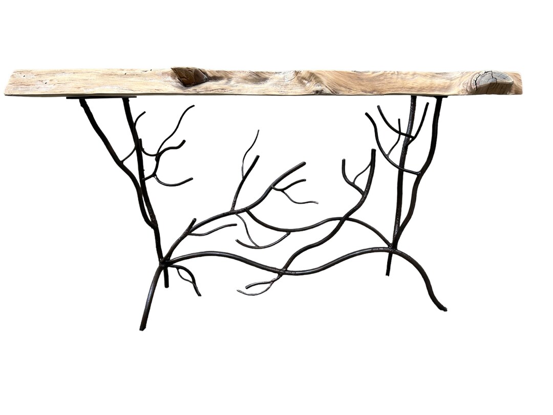 Forged Iron Rustic Forest Console Base, Tree Branch Table Base, Natural ...