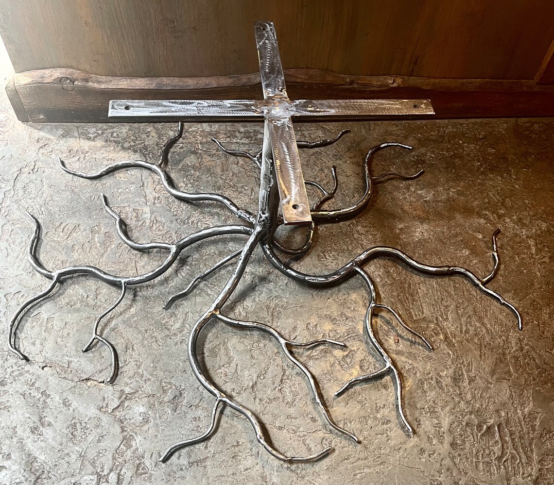 Forged Iron Wandering Tree Root Base, Rustic Coffee Table Base, Modern ...