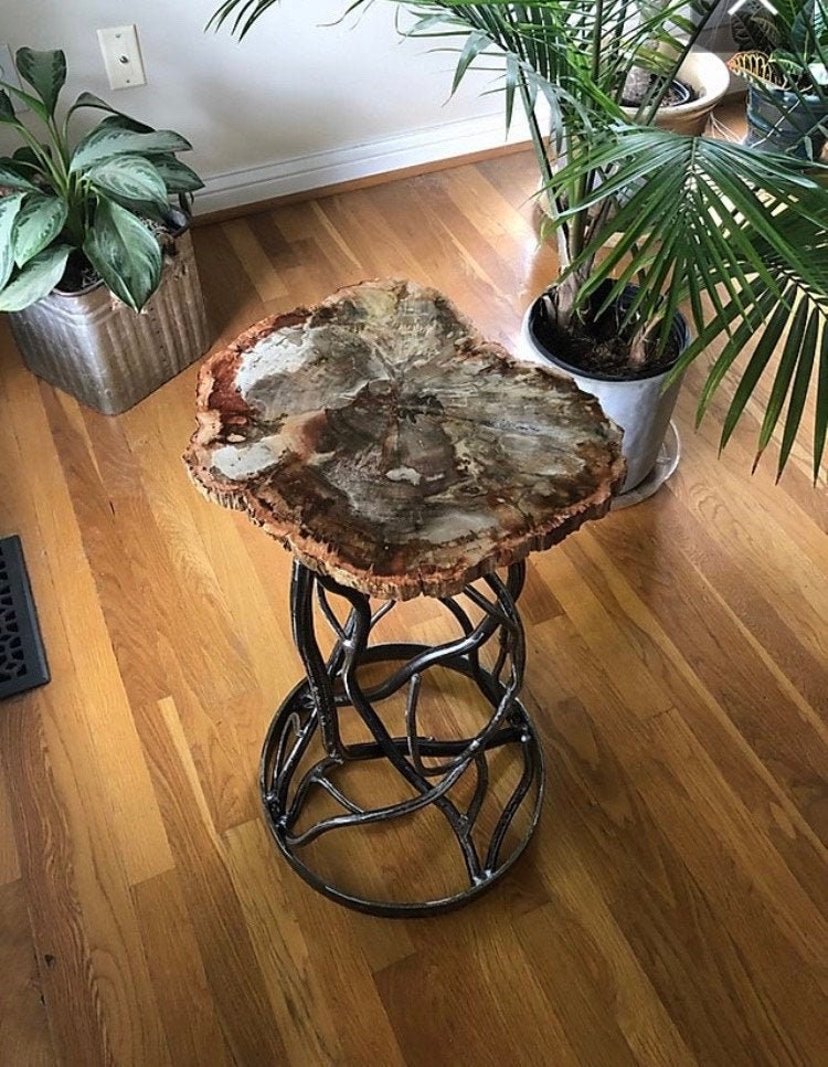 Forged Iron Branch Table Base Metal Accent Table Rustic | Etsy