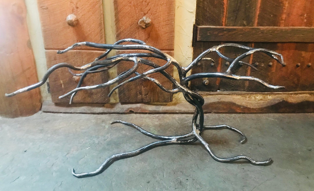 Forged Iron Twisted Leaning Tree Branch Coffee Table Base for Wooden ...