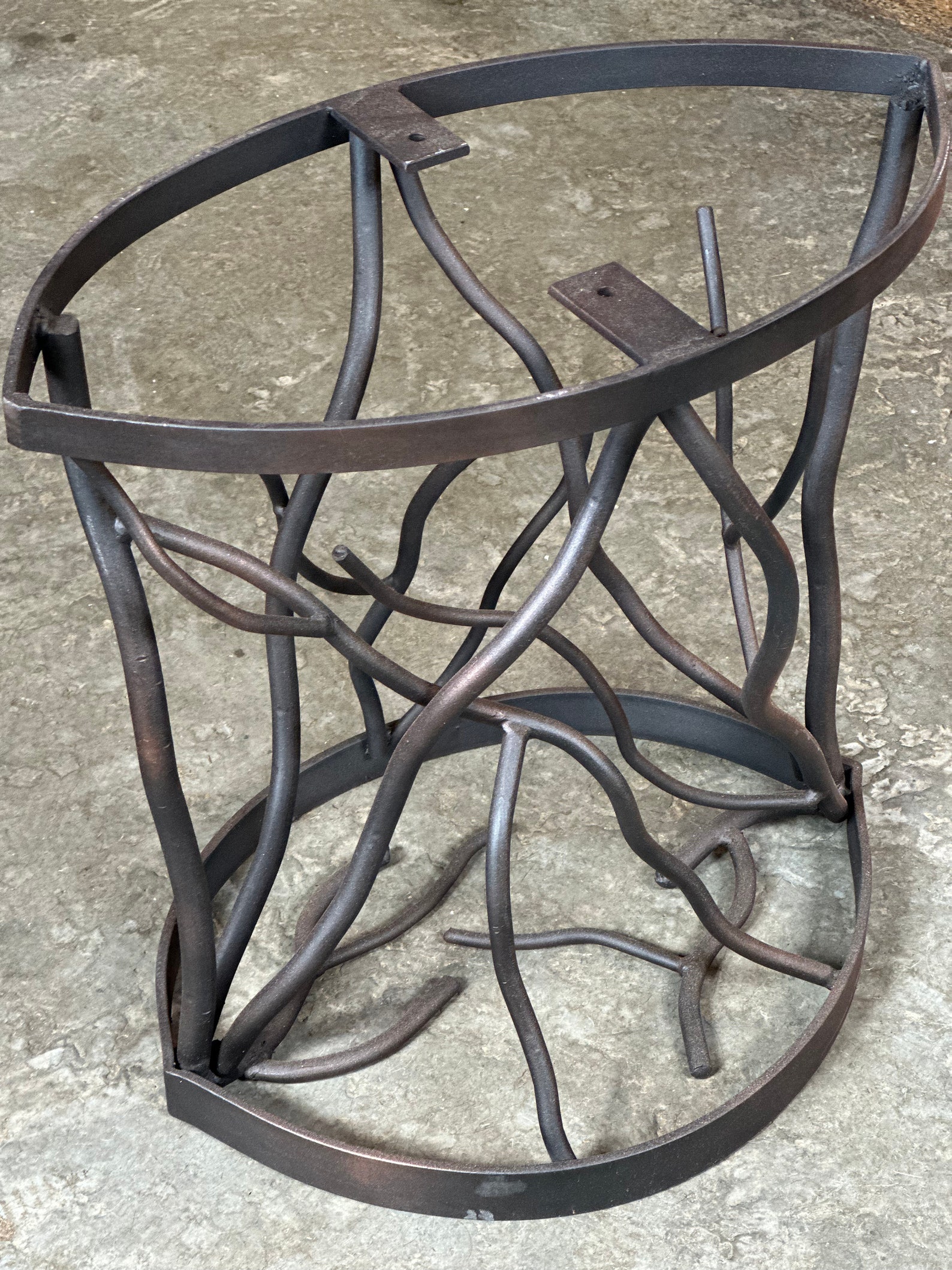 Forged Iron Leaf Shaped Branch Table Base, Rustic Accent Table, Organic ...