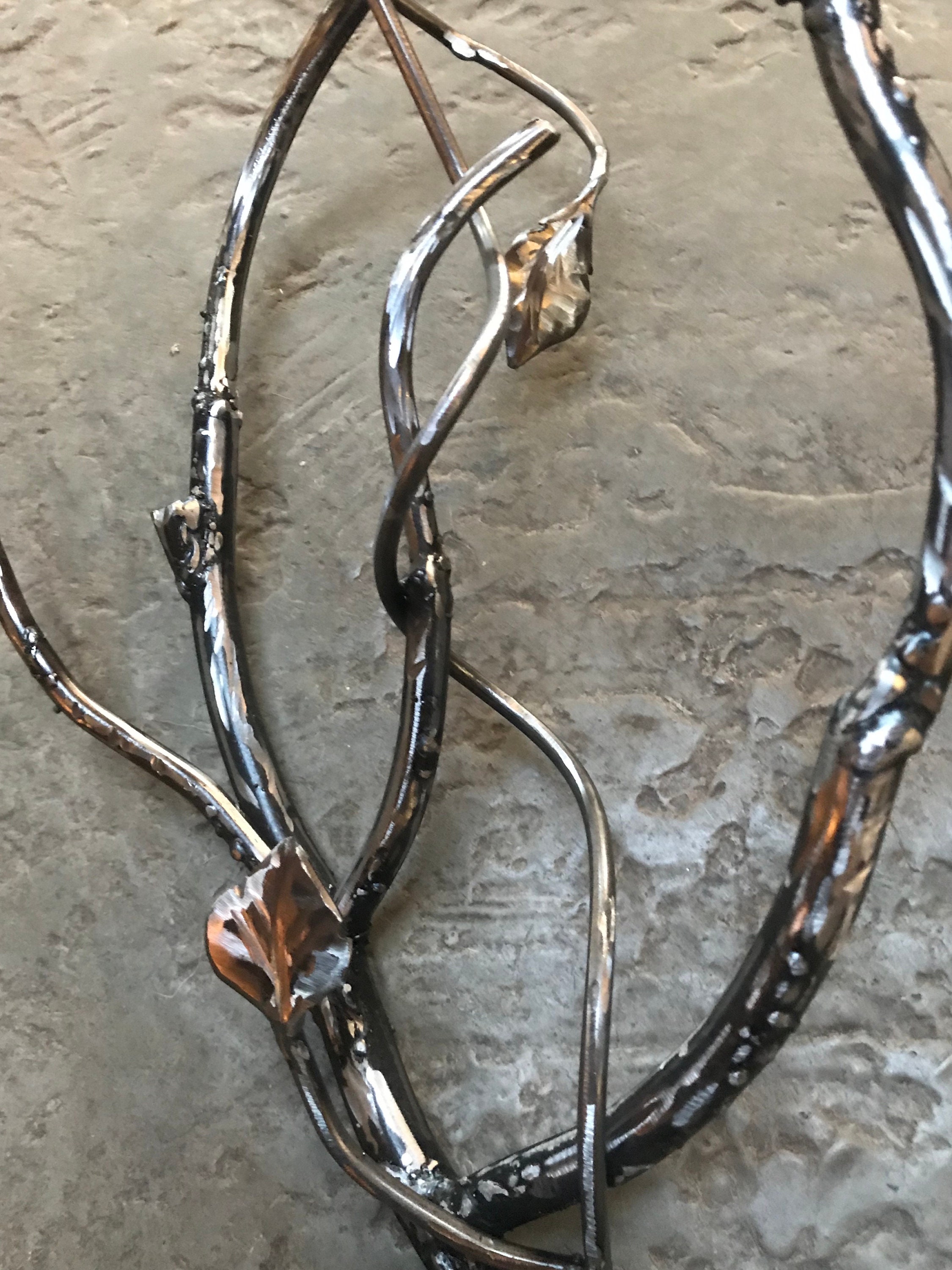 Forged Iron Forest Branch Hanger With Leaves, Coat Rack, Wall Hanger ...