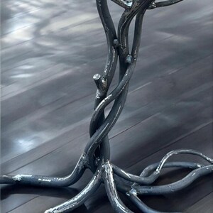 Forged Iron Forest Tree Branch Small Table Base, Rustic Modern Metal ...