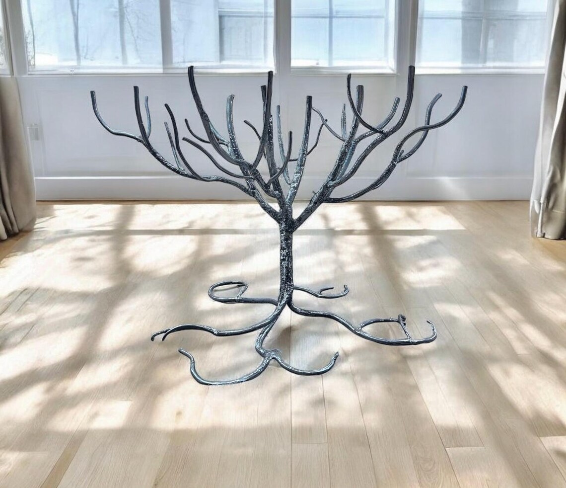 Forged Iron Woodland Tree Branch Accent Table Base, Metal End Table ...