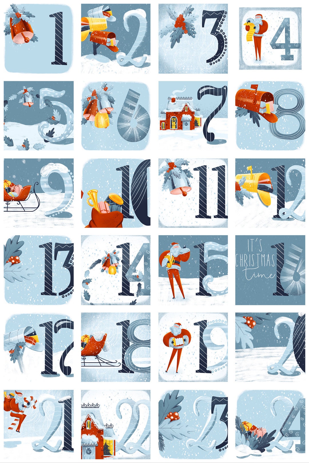 Advent Calendar Numbers Winter World 4 X 4 Cm - Etsy