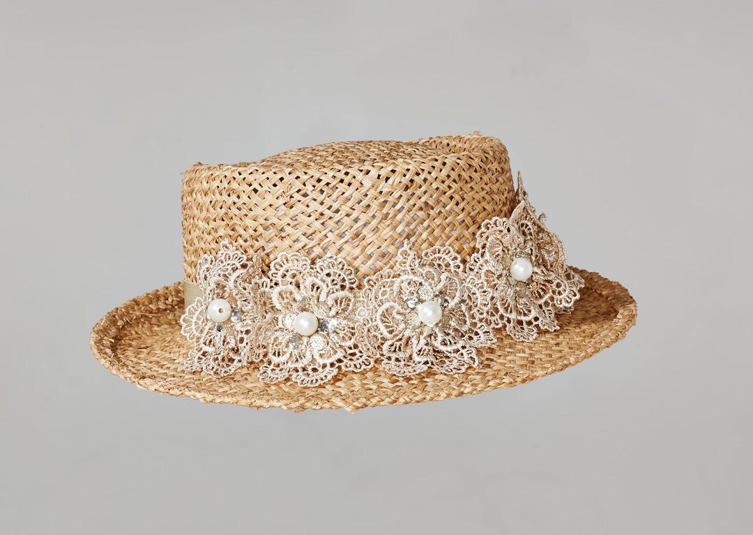 June - Boater Hat, Straw Hat, Ladies Hat, Spring Summer Hat, Floral Hat ...