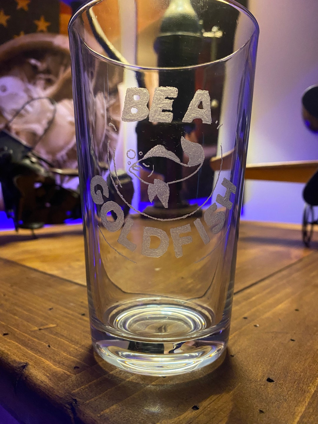Be A Goldfish Hand Etched Onto Premium Beer Glass - Etsy