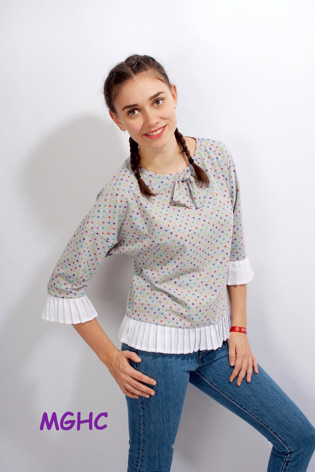 Reduced Single Piece Gr.m Wide Shirt DODO Ruffles Colorful Dots Half ...