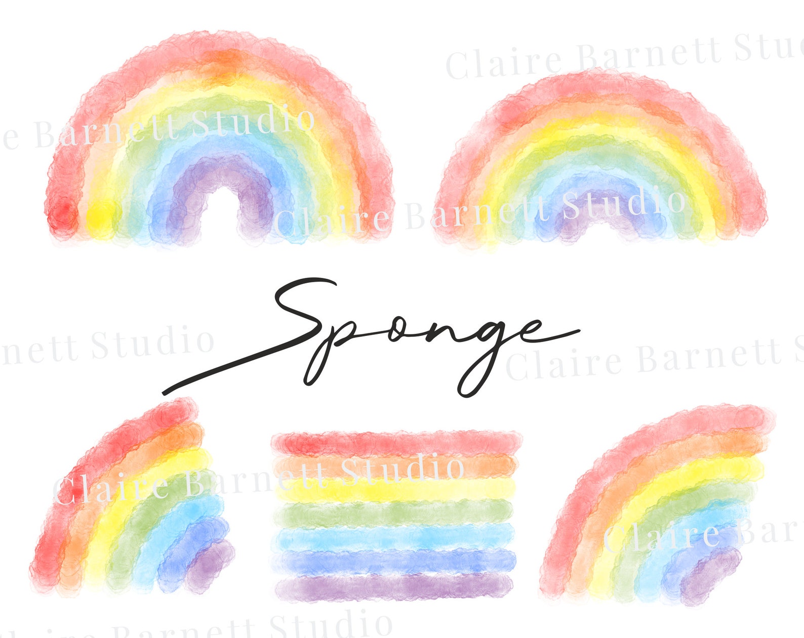 Rainbow Clipart Watercolour Rainbows Chalk Pastel | Etsy UK