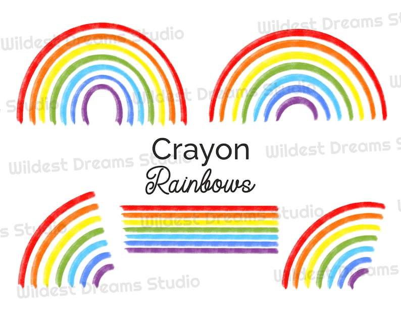 Rainbow Clipart | Watercolour Rainbows - Chalk - Pastel - Paint ...