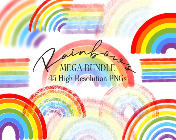 Rainbow Clipart Watercolour Rainbows Chalk Pastel | Etsy