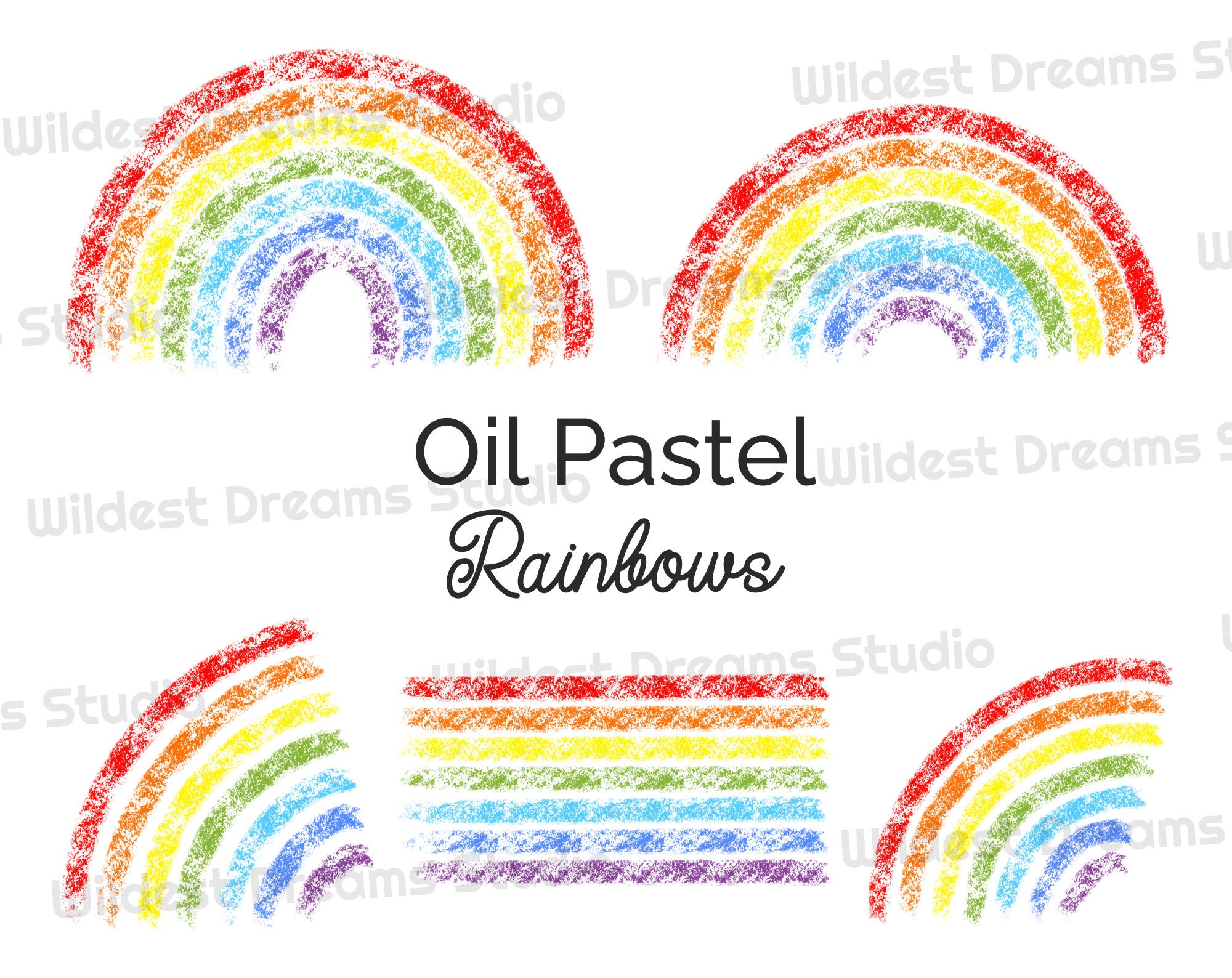 Rainbow Clipart Watercolour Rainbows Chalk Pastel Paint Crayon PNG - Etsy