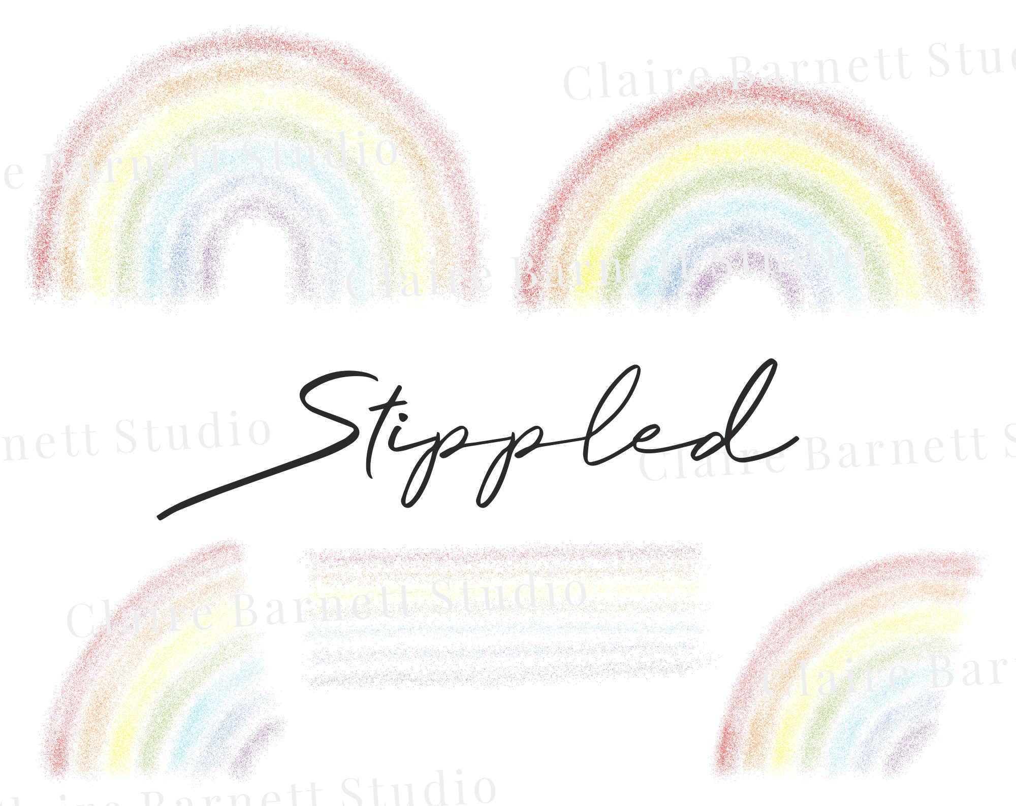 Rainbow Clipart Watercolour Rainbows Chalk Pastel - Etsy