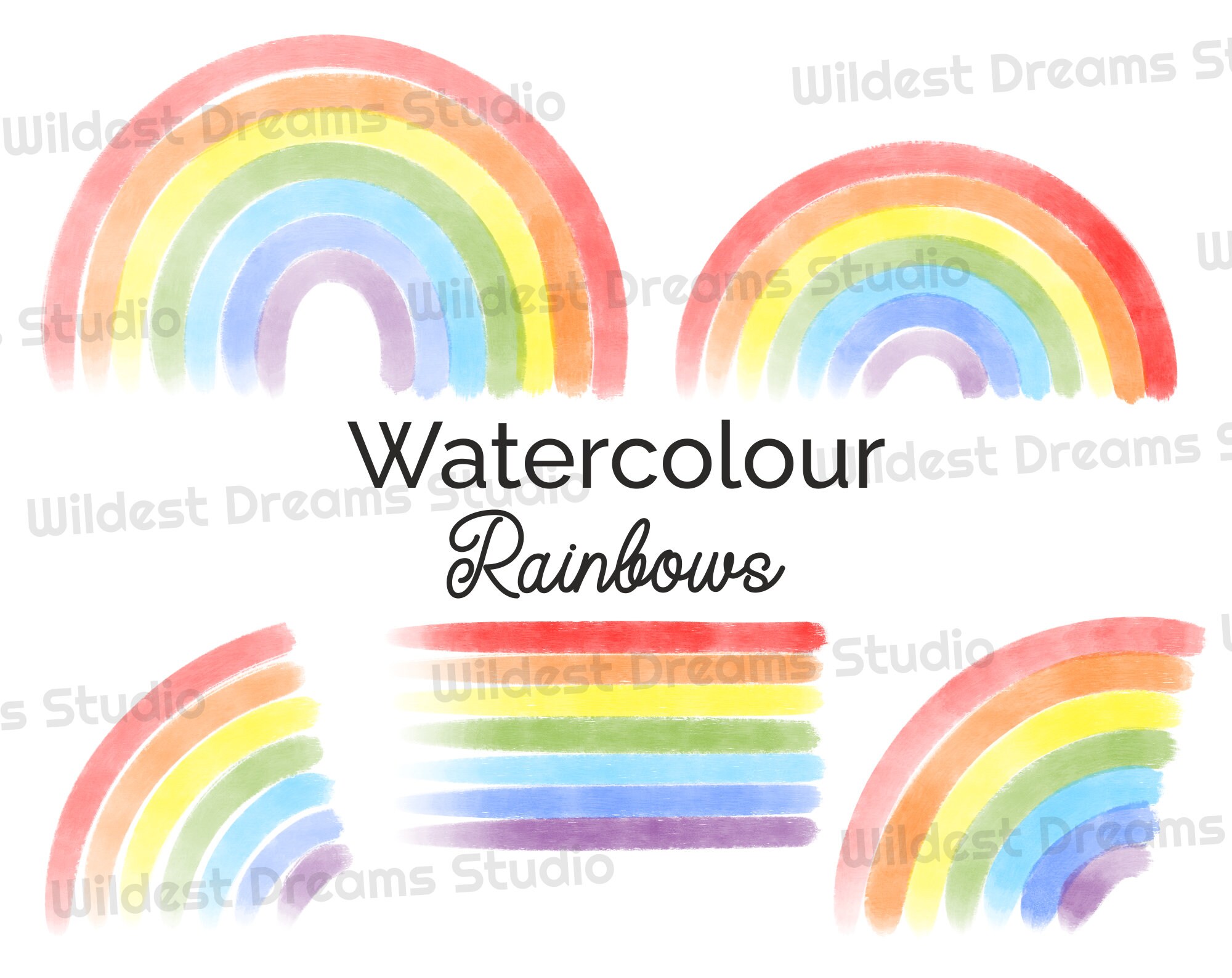 Rainbow Clipart Watercolour Rainbows Chalk Pastel Paint Crayon PNG - Etsy