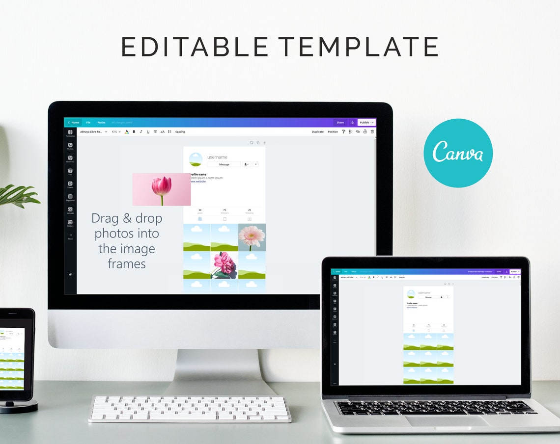 Instagram Profile Template - Editable in Canva | Digital Template ...
