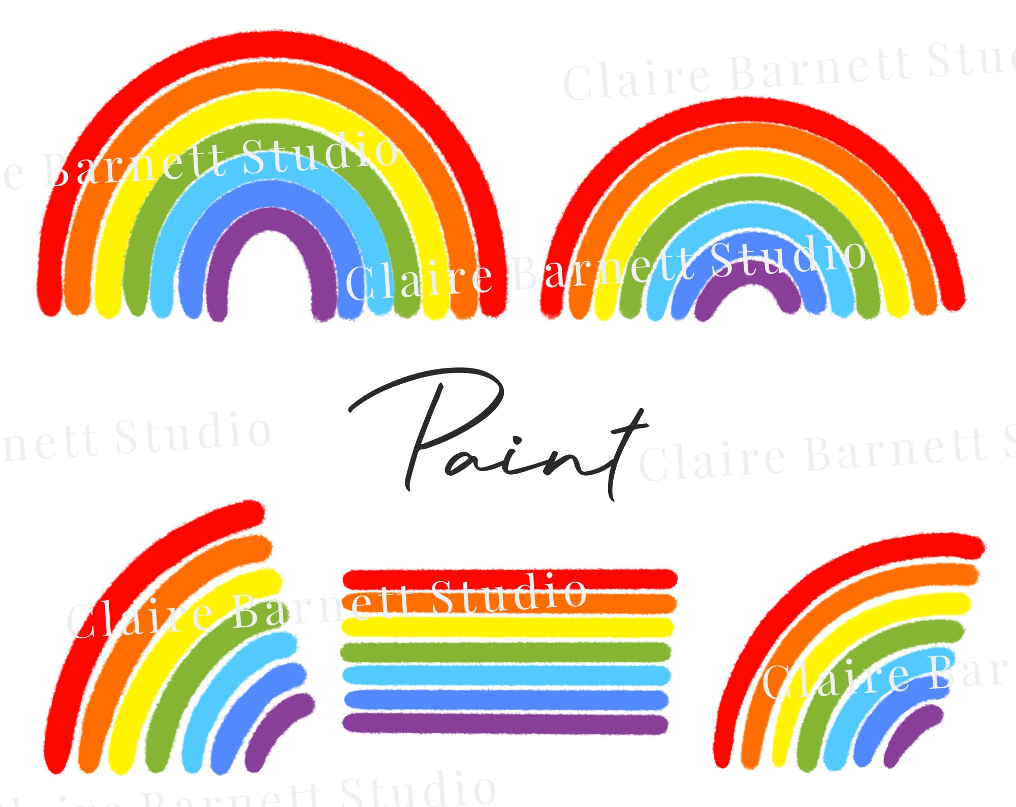 Rainbow Clipart Watercolour Rainbows Chalk Pastel - Etsy
